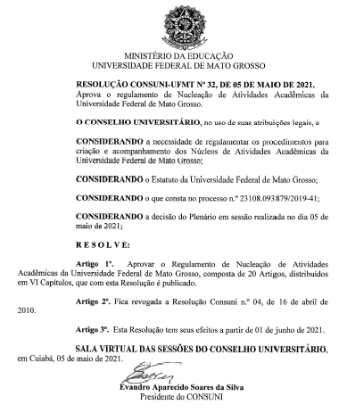 Resolução CONSUNI – UFMT nº 32-2021 | NIESA